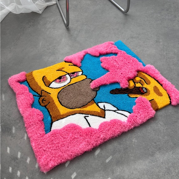Art | Handmade Tufted Rugthe Simpsonspink Cartoon Smoke Rug | Poshmark